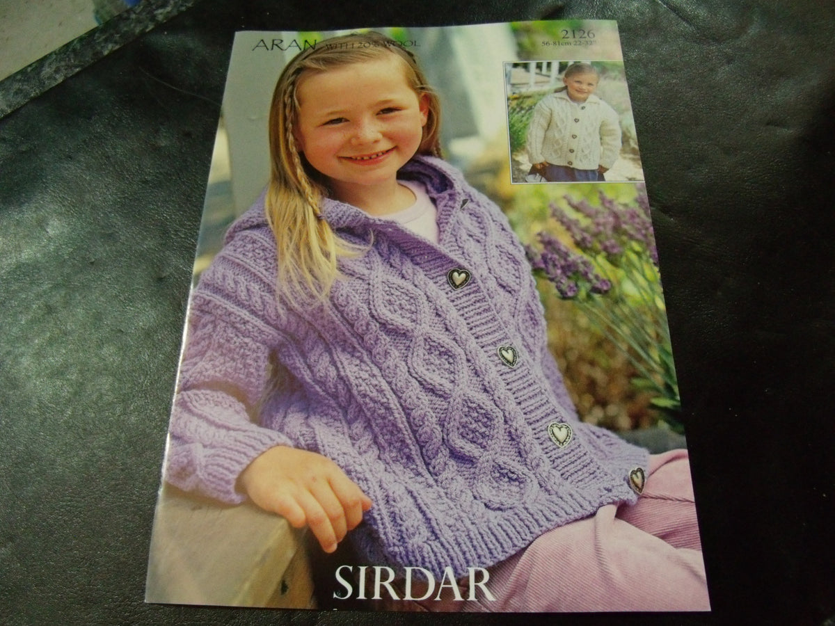 Sirdar Aran Knitting Pattern 2126 Childrens Jackets – S and P Leisure