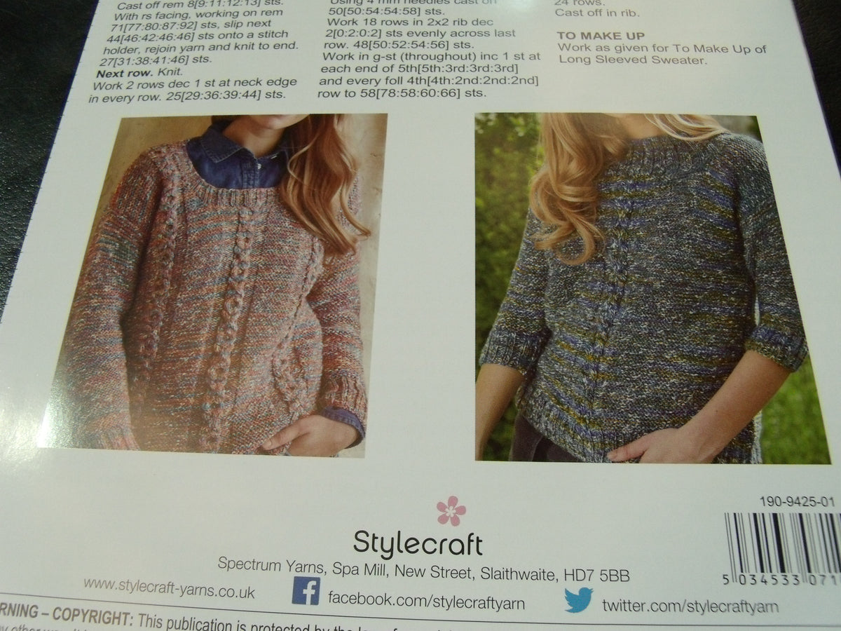Stylecraft Double Knitting Pattern 9425 Two Easy Knit Cable Designs – S ...